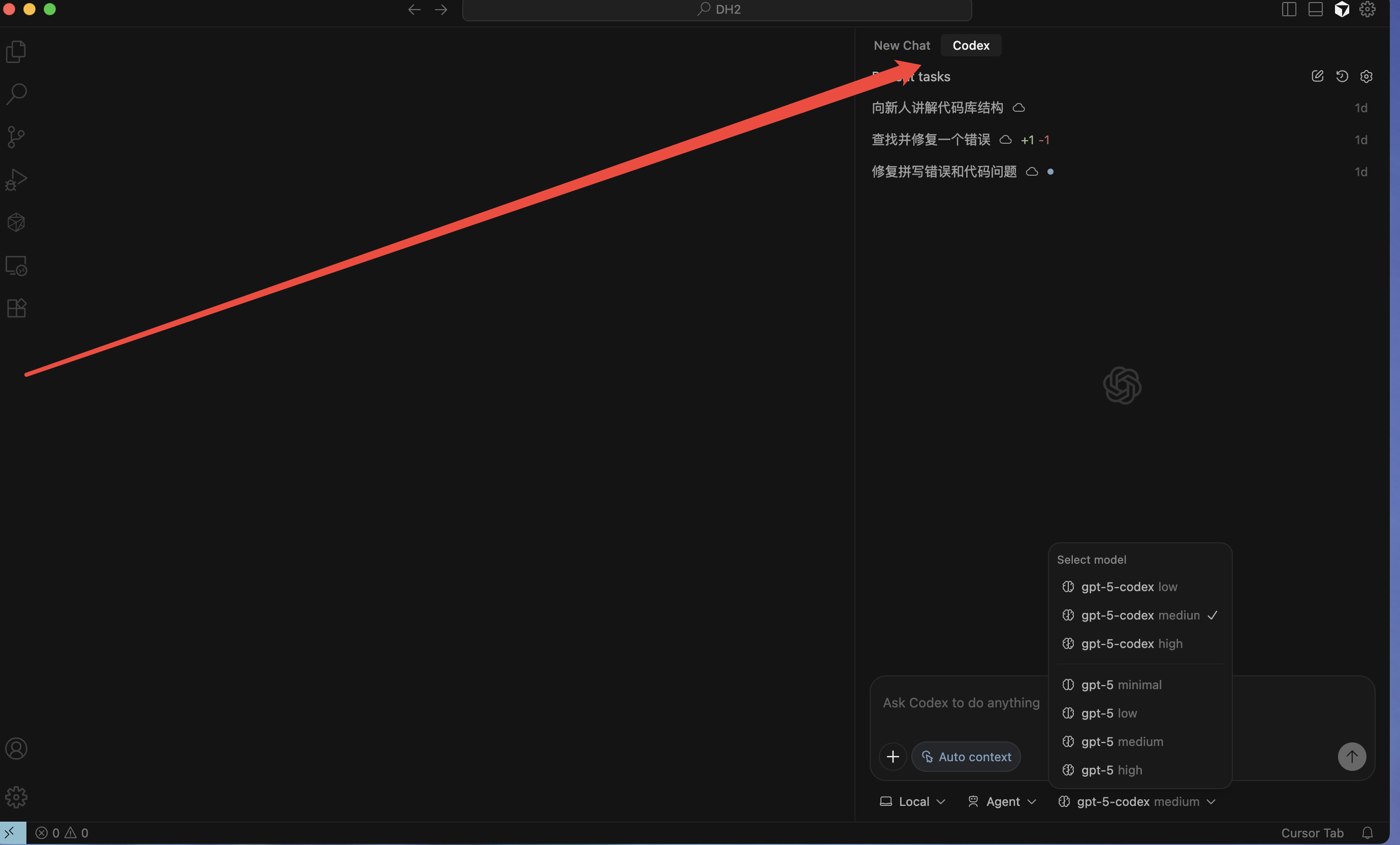 How to move the extended Codex to the right column in Cursor? - AI ...